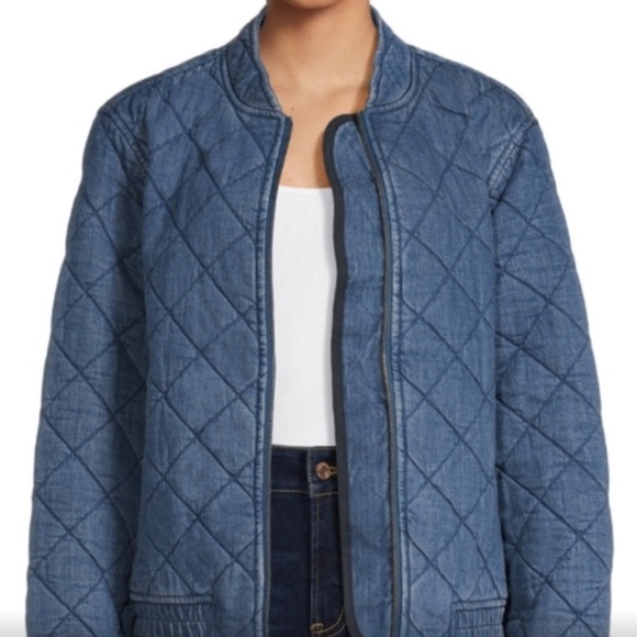 Time and Tru | Jackets & Coats | Nwt Quilted Denim Bomber Jacket With ...